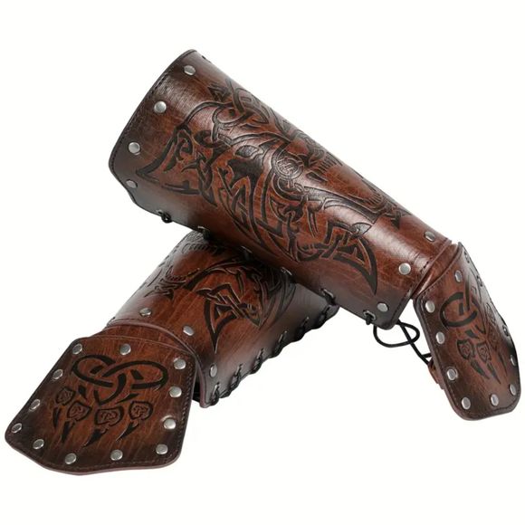 Accessories | Pair Brown Medieval Arm Bracers Costume Knight Wristband ...